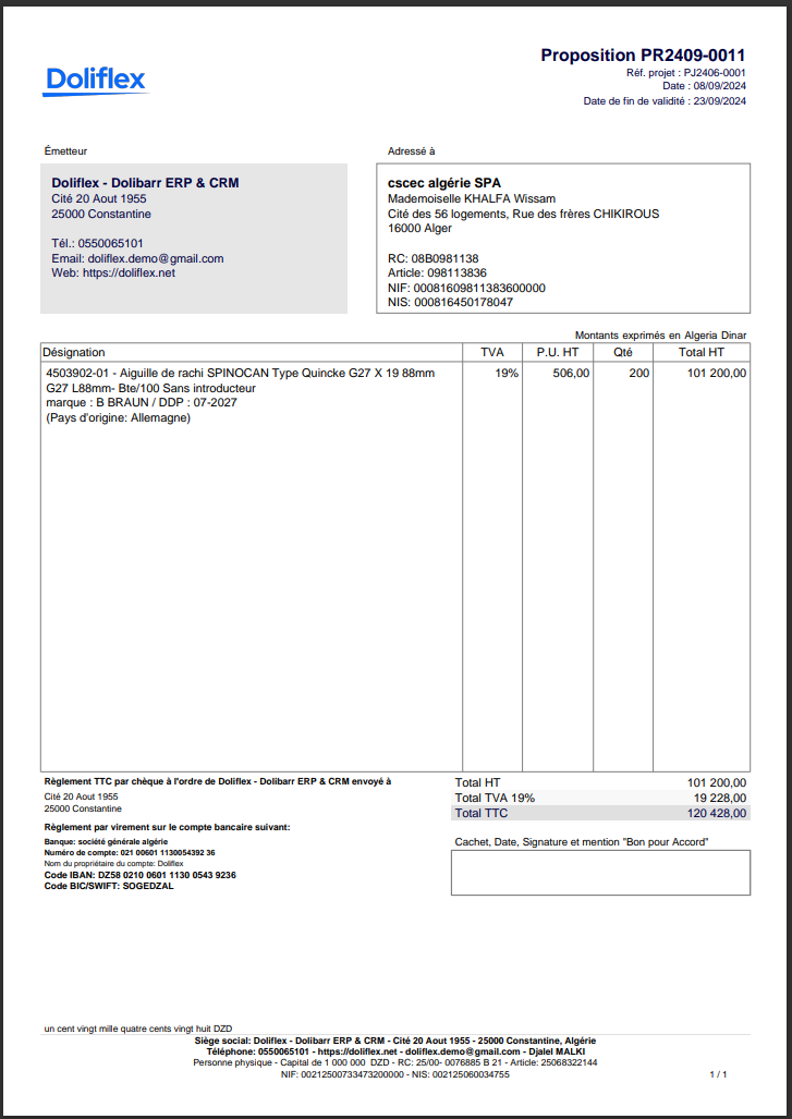 Exemple De Facture Proforma